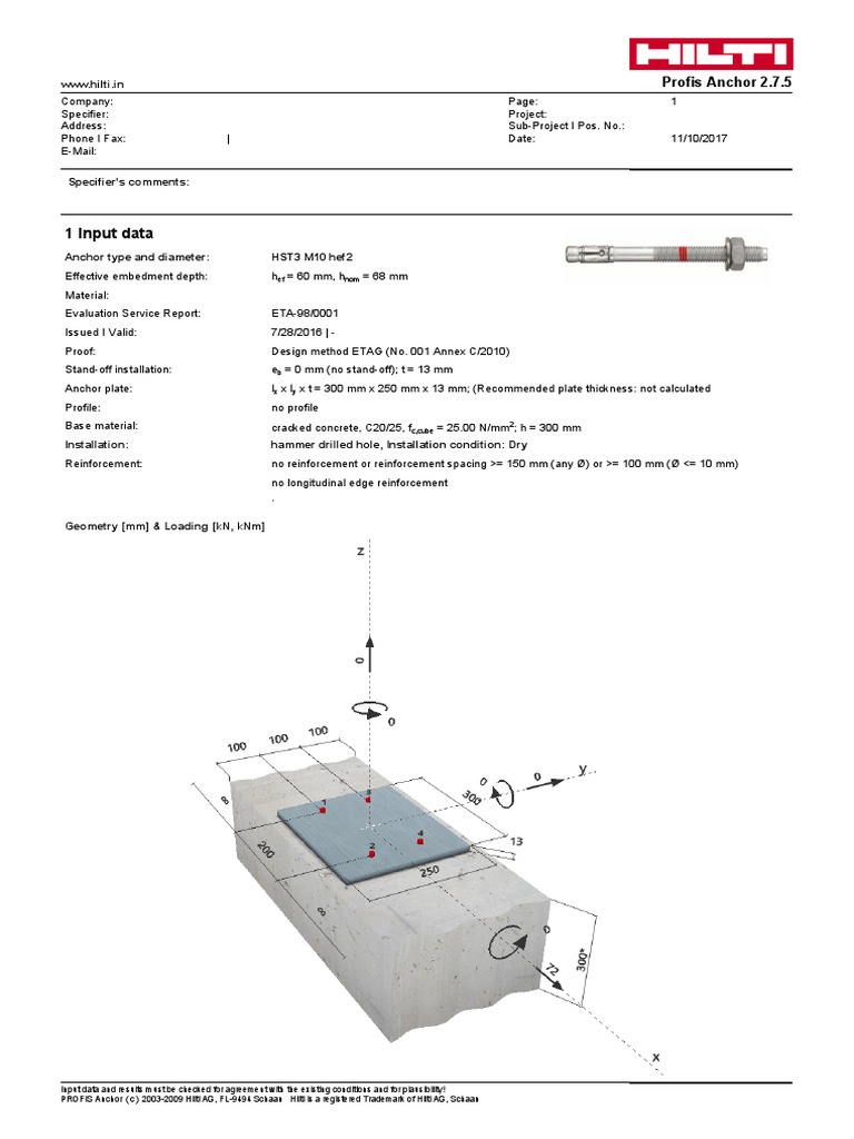 M25 - HILTI Anchor Design Report With HST3 M10 Anchors - AD - 2017 - 1 ...