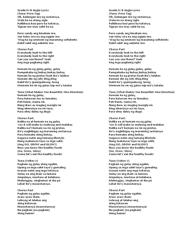 Jingle Lyrics (Health) | PDF