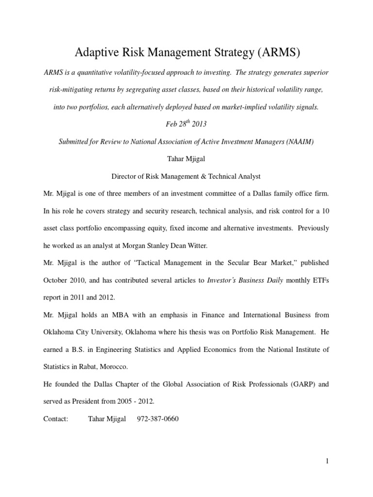 00P Adaptive Risk Management Strategy | PDF | Asset Allocation ...