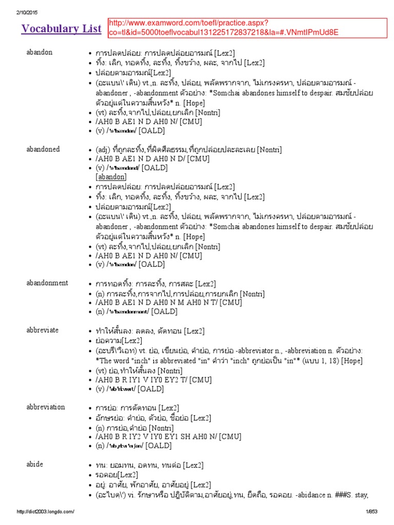 5000 TOEFL Words | PDF
