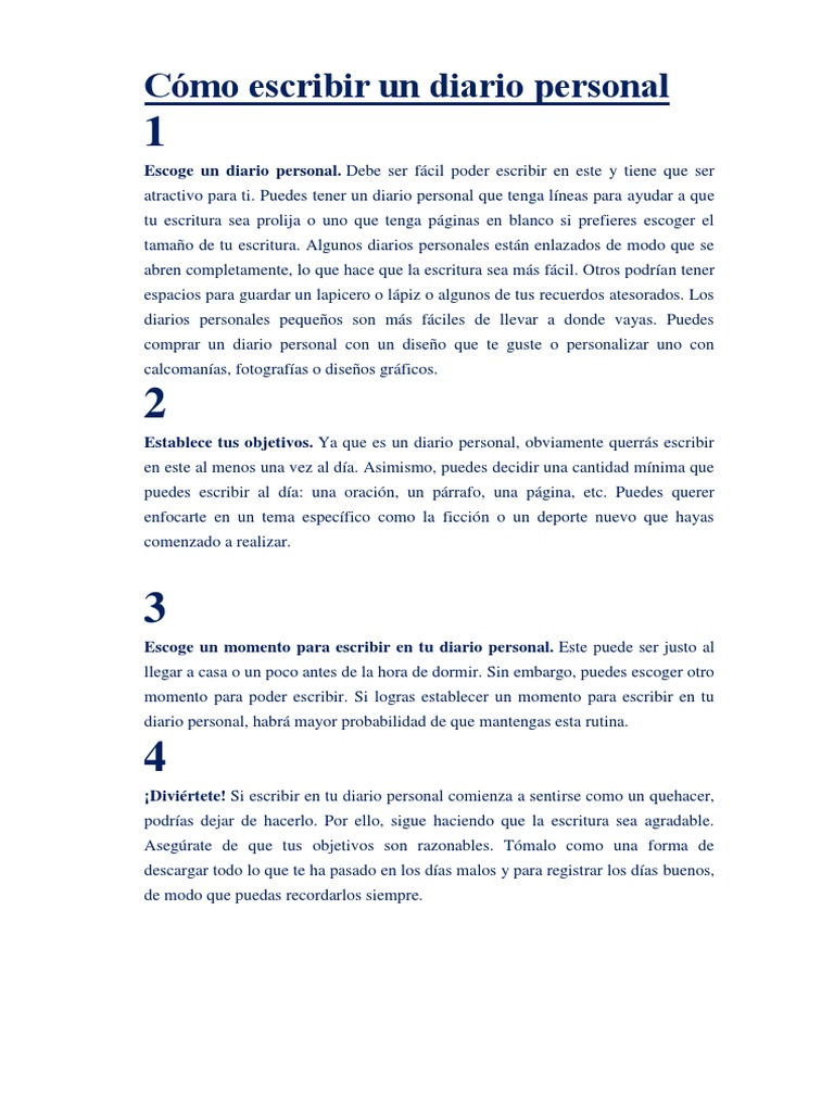 Cómo Escribir Un Diario Personal | Descargar gratis PDF | Diario | Ocio
