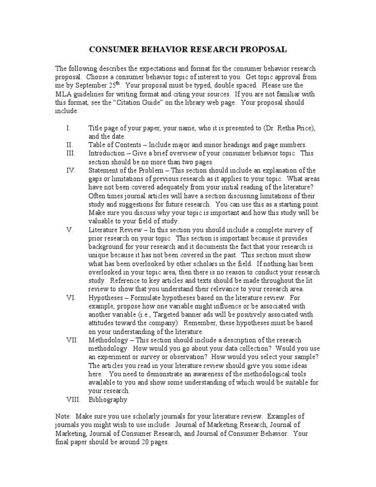 Consumer Behavior Research Proposal | PDF | Marketing Research | Citation
