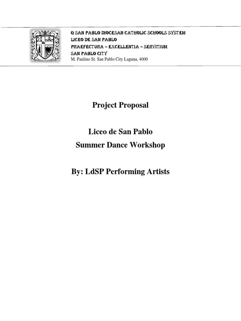 Summer Dance Workshop Project Proposal | PDF | Cognition | Learning