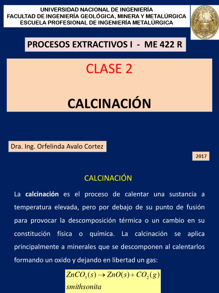 CLASE 2 Procesos Extractivos 2017 | PDF | Entalpía | Calcio