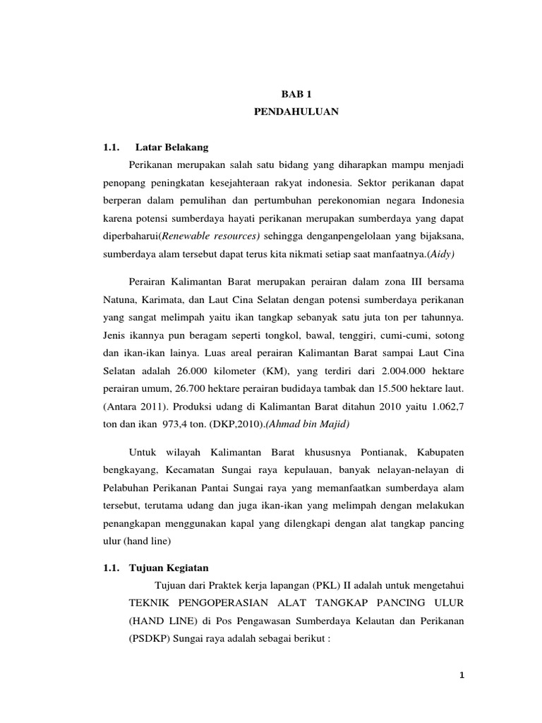 Contoh Laporan Penangkapan Ikan Mengunakan Pancing Ulur | PDF
