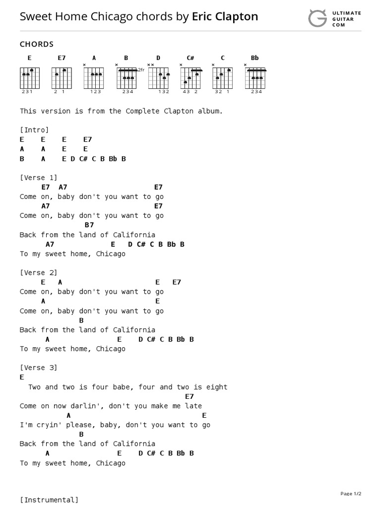 Sweet Home Chicago | PDF | Song Structure | British Rock Songs