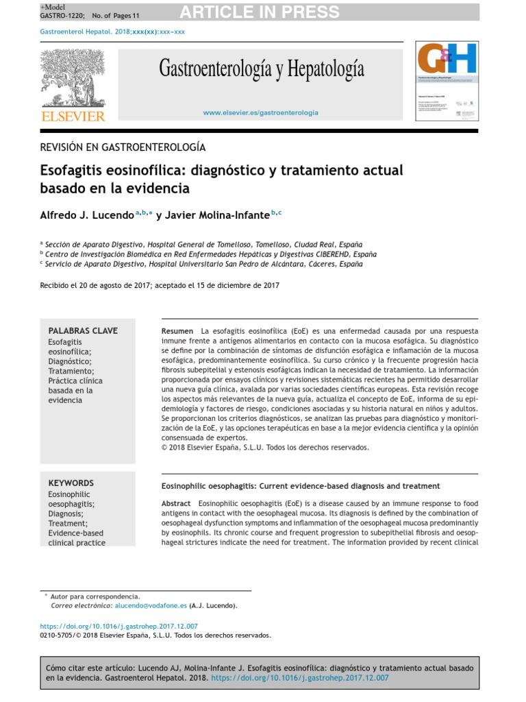 Esofagitis Eosinofìlica Diagnòstico y Tratamiento Actual | Alergia | La ...