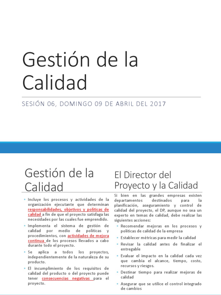 Gestión de La Calidad | PDF | Gestión de la calidad | Calidad (comercial)