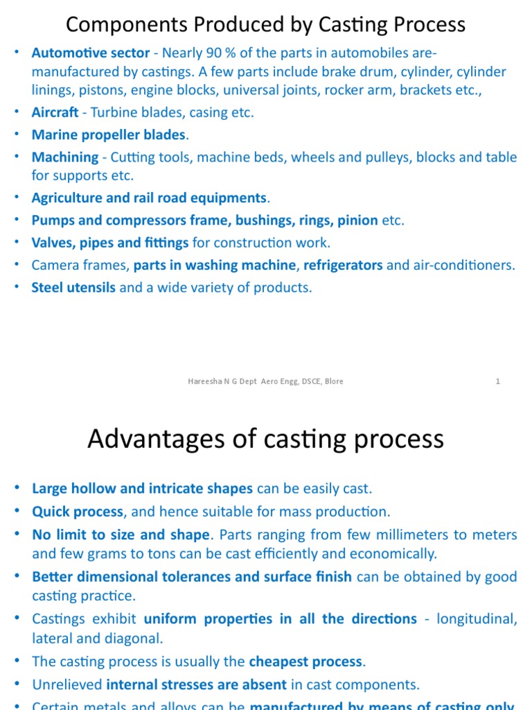 INTRODUCTION To MANUFACTURING PROCESS PART-2 (2) .Pps | PDF | Casting ...