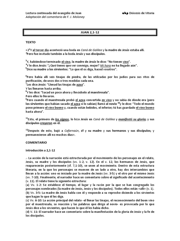 Juan 2,1-12 | PDF | María, madre de Jesús | Jesús
