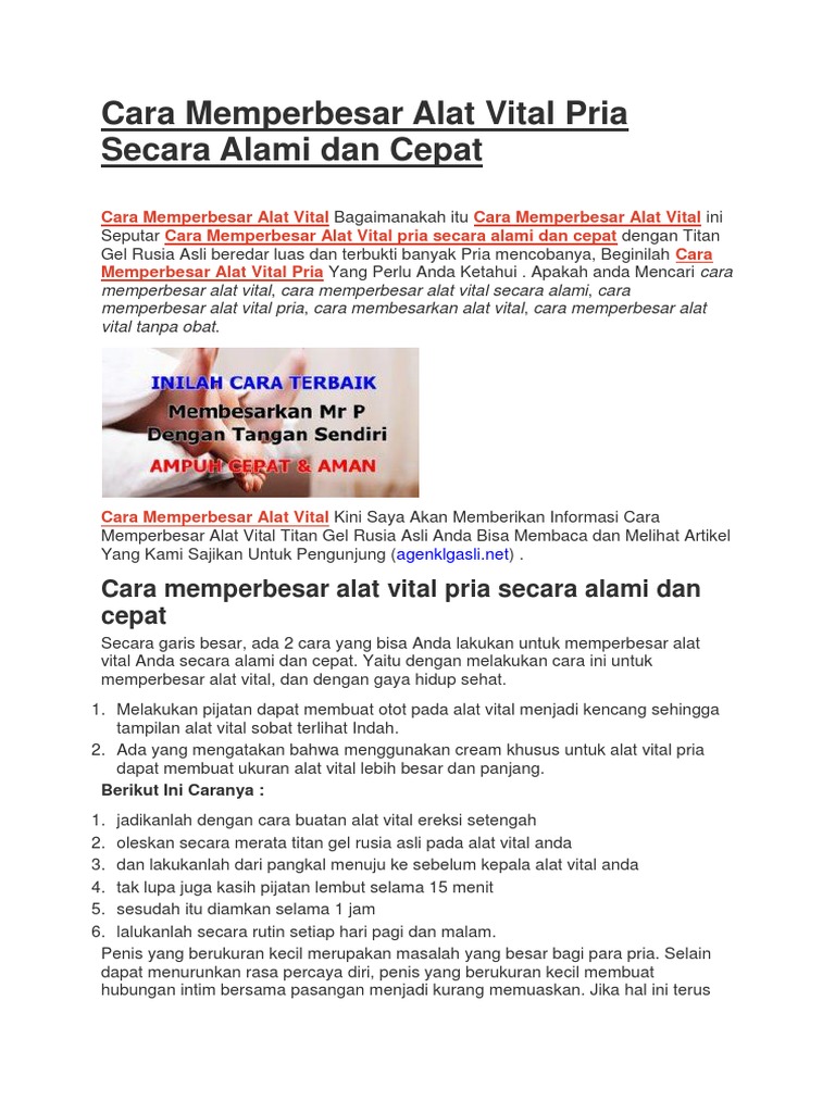 Cara Memperbesar Alat Vital Pria Secara Alami Dan Cepat | PDF