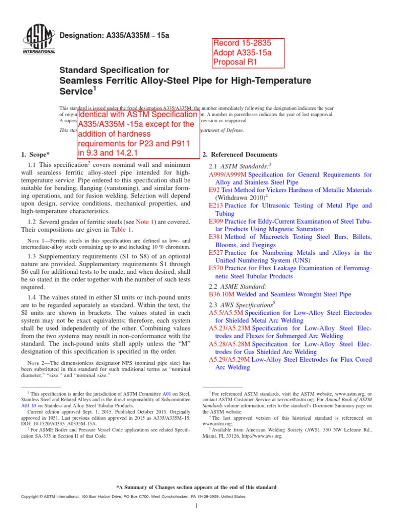 ASTM A335.pdf | Pipe (Fluid Conveyance) | Titanium