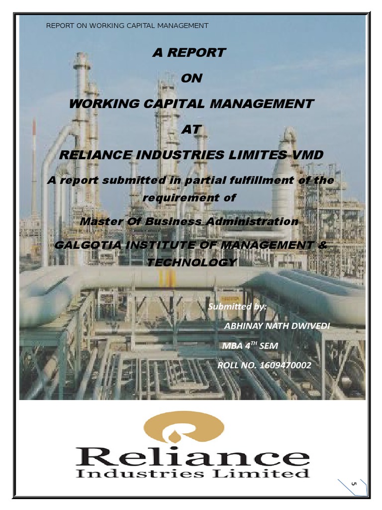 Report-on-Working-Capital-Mgmt 1 | PDF | Capital (Economics) | Working ...