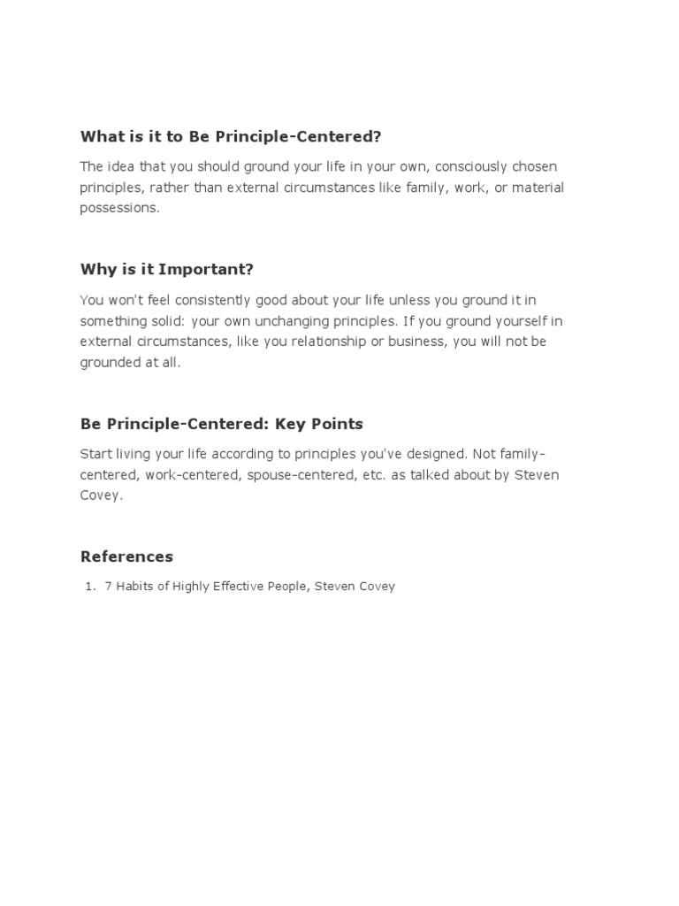 Be Principle-Centered | PDF