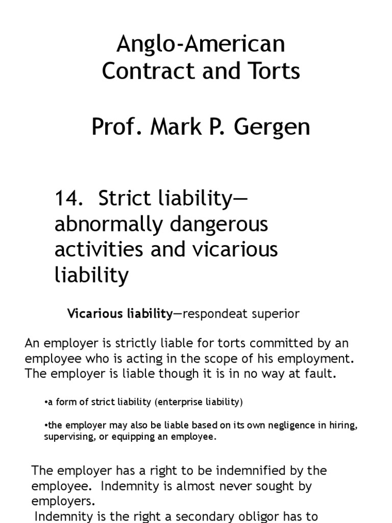 Strict Liability | PDF | Liability Insurance | Vicarious Liability