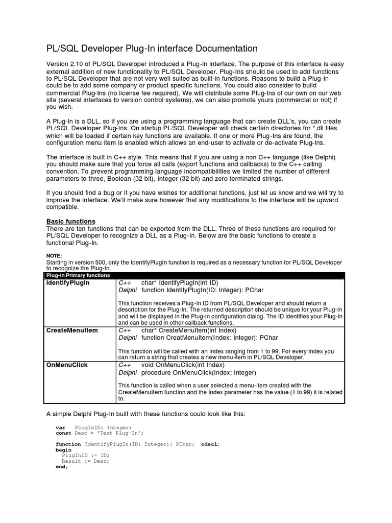 Plugindoc | PDF | Pl/Sql | Subroutine