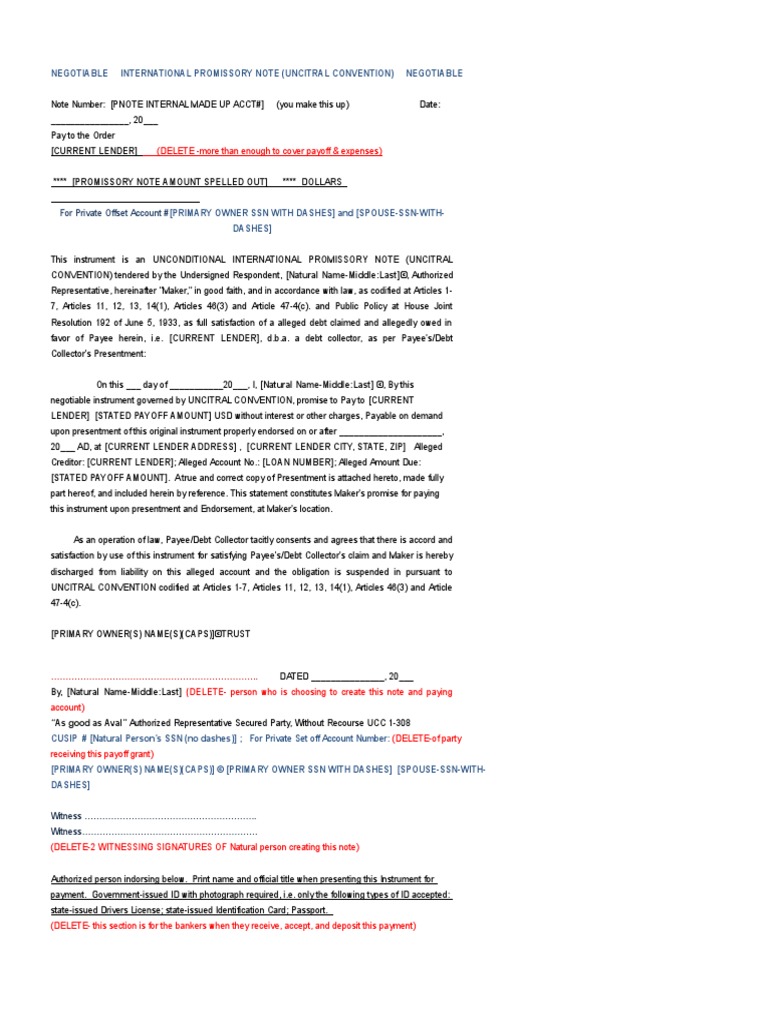 Negotiable International Promissory Note | Promissory Note | Identity ...