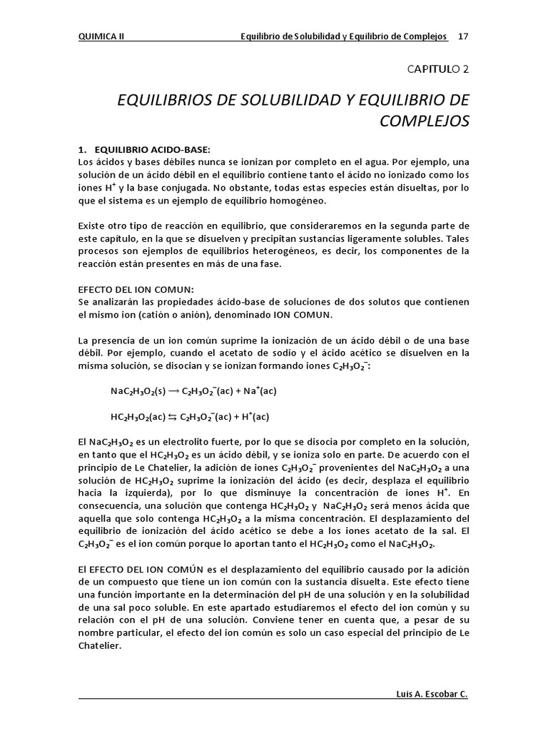 2 Equilibrios de Solubilidad y Equilibrio de Complejos | PDF | Solubilidad | Solución tampón