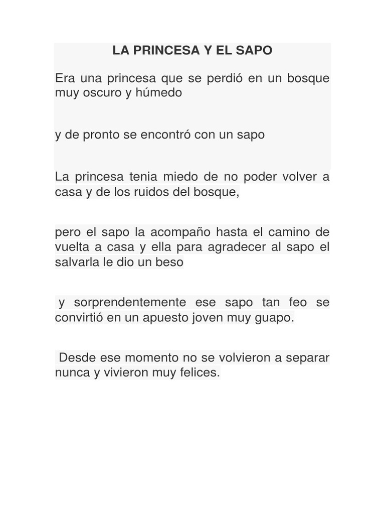 La Princesa y El Sapo | PDF