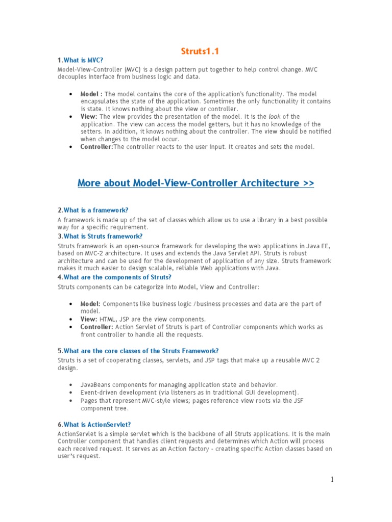 Struts Framework MVC Guide | PDF | Spring Framework | Model–View–Controller