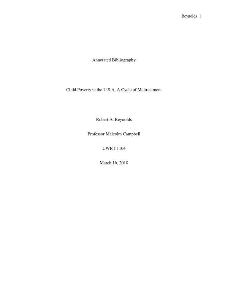 Annotated Bibliography | PDF | Child Abuse | Poverty