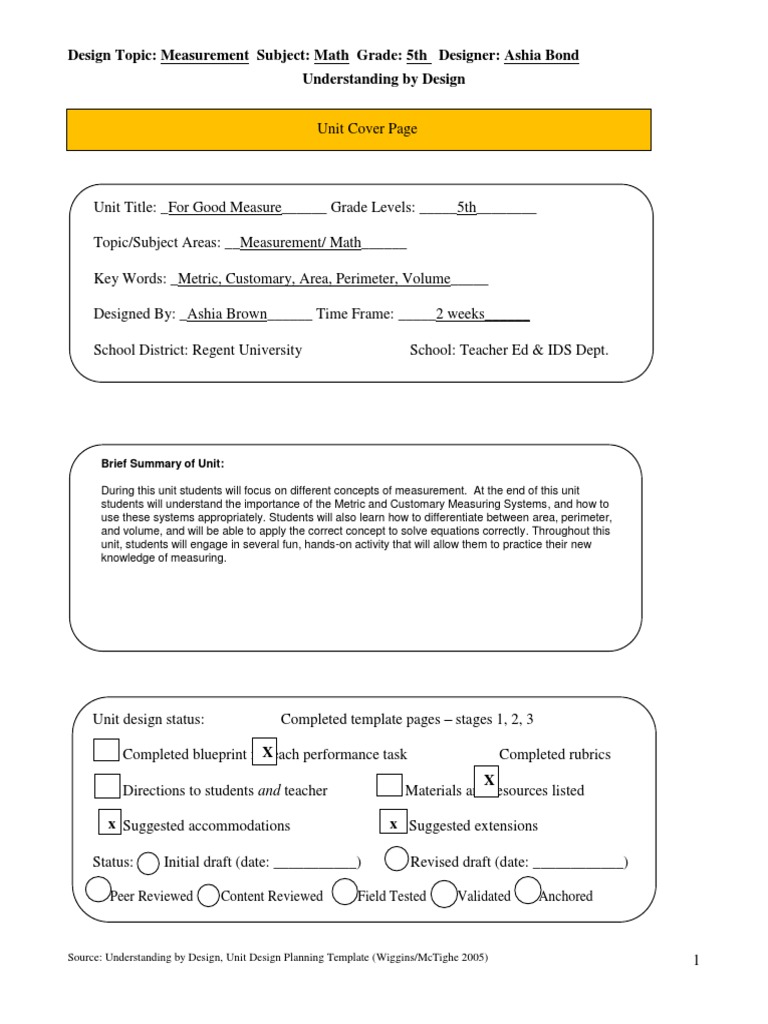 Unit Plan Upload | PDF | Units Of Measurement | Measurement