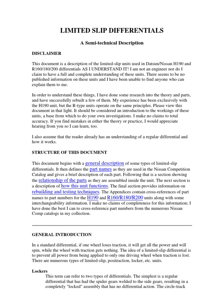 Limited Slip Differentials | PDF | Gear | Screw