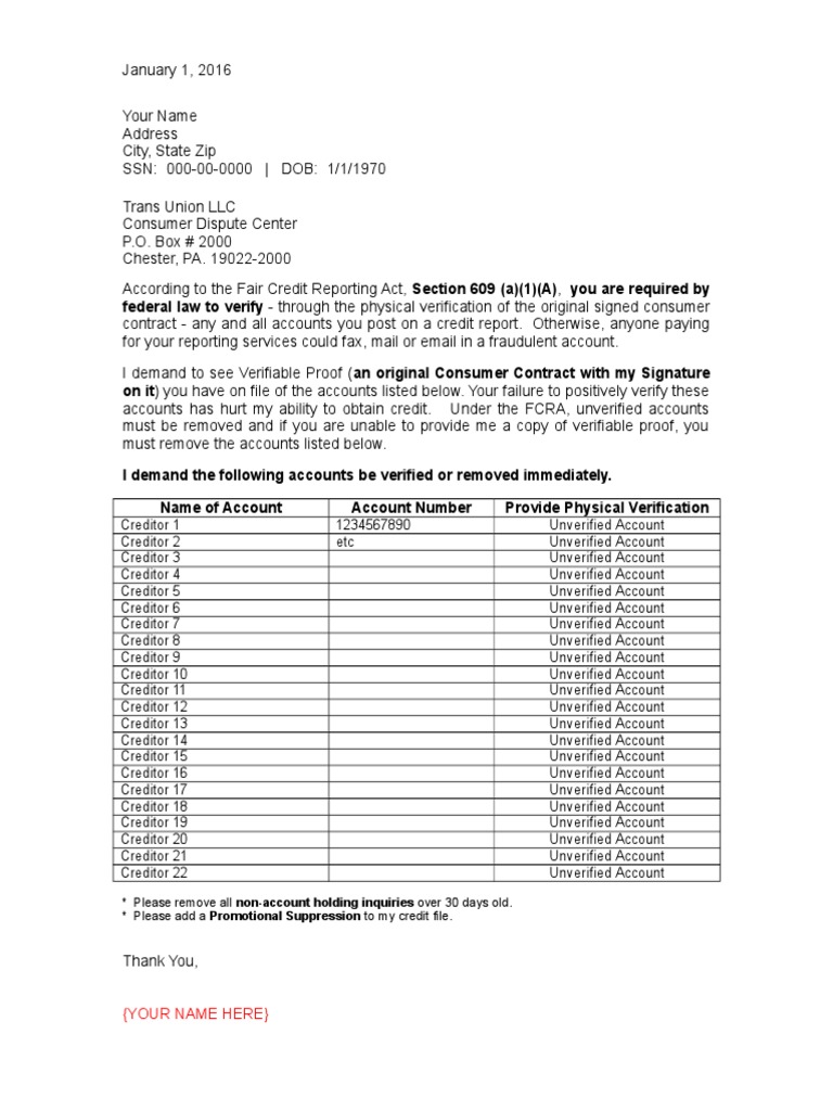 02-1 A Letter1 Transunion v2 | PDF | Official Documents | Identity Document