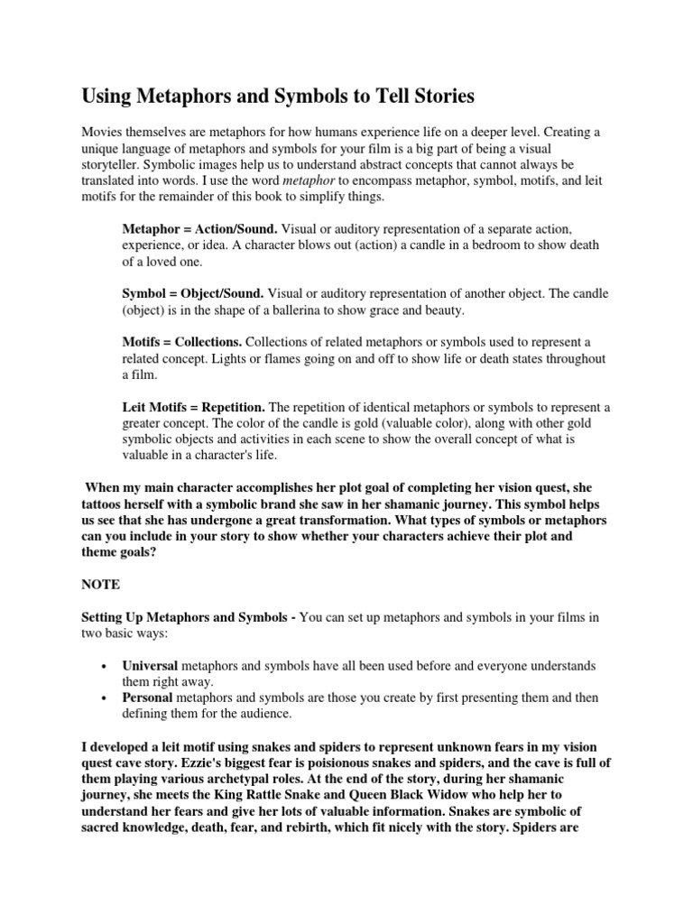 Using Metaphors and Symbols To Tell Stories | PDF | Dream | Symbols
