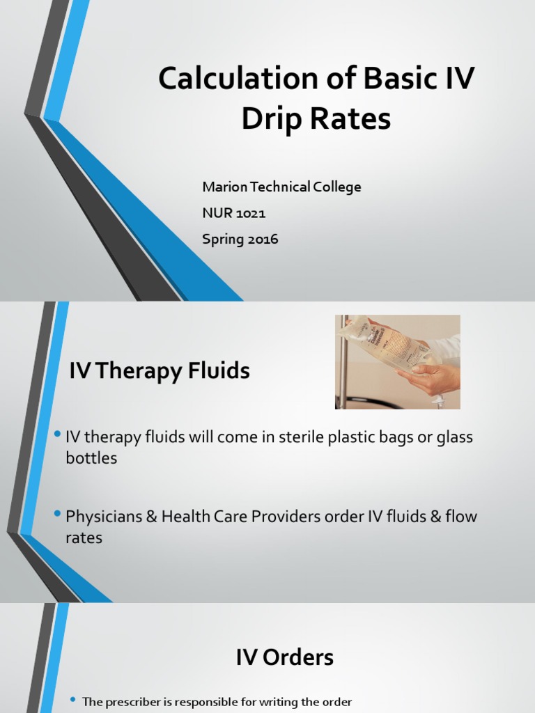 2016 NUR1021 Calculation of Basic IV Drip Rates - Instructor | PDF ...
