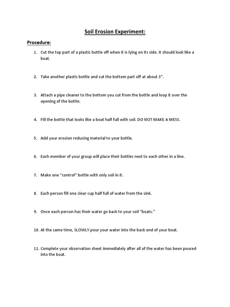 Soil Erosion Experiment | PDF