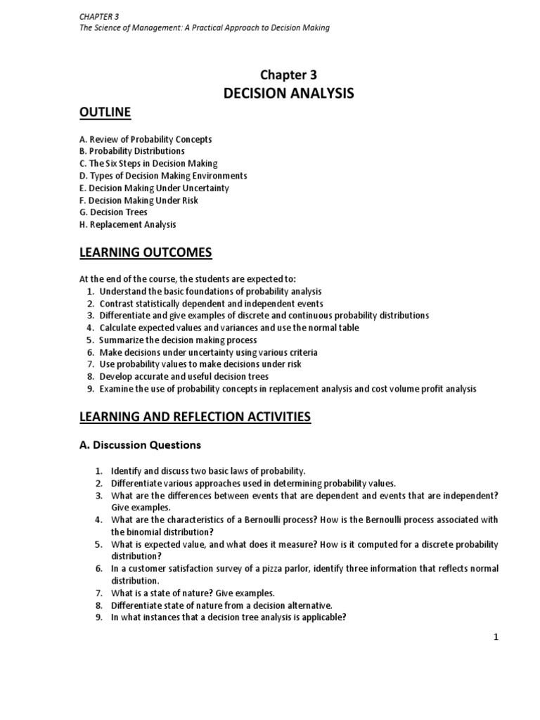 Workbook On Decision Analysis | PDF | Probability Distribution | Variance