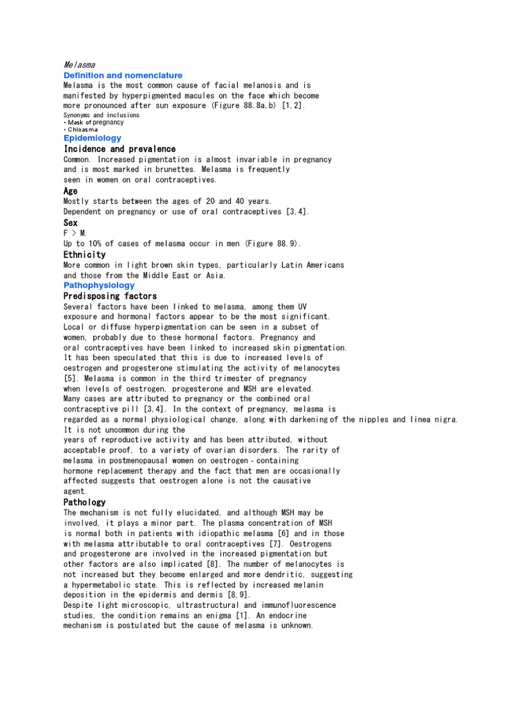 Melasma: Definition and Nomenclature | PDF | Human Skin Color | Skin