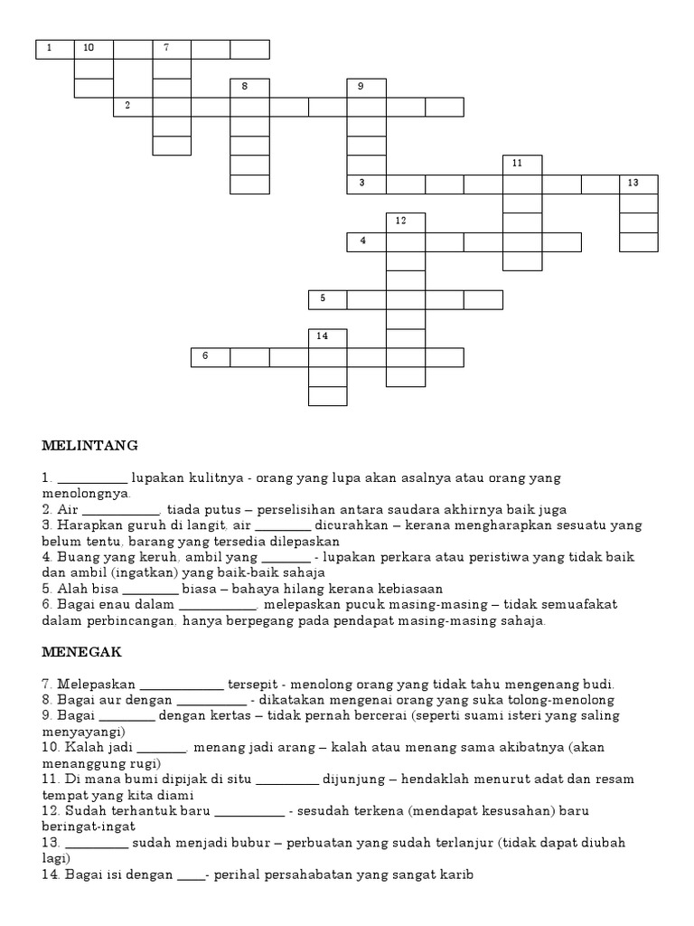 Teka Silang Kata Peribahasa | PDF