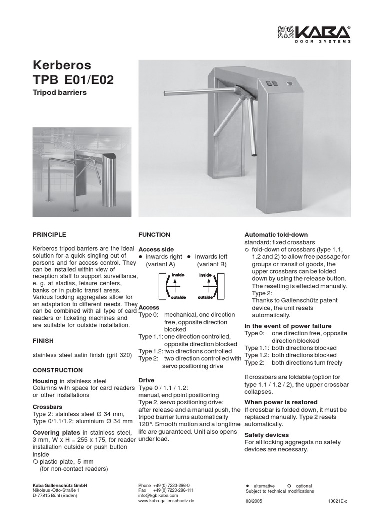 Kerberos TPB-E01 E02 | PDF | Electromagnetism | Equipment
