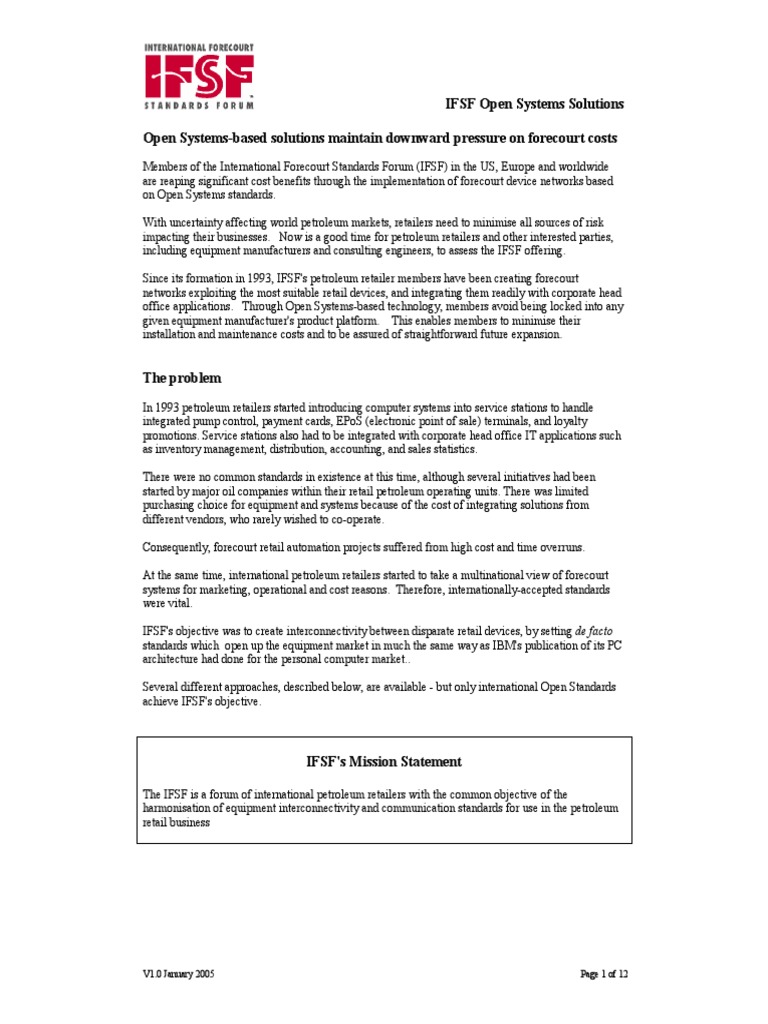 IFSF Management Overview | PDF | Network Topology | Communications ...
