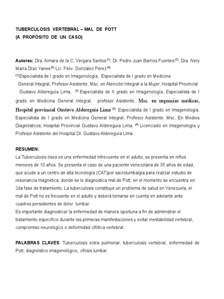 Mal de Pot | PDF | Vértebra | Ct Scan