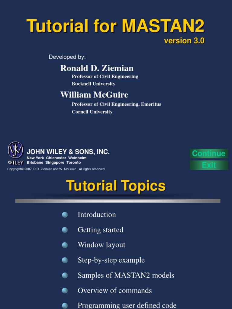 Tutorial For MASTAN2: Ronald D. Ziemian | PDF | Matlab | Graphical User Interfaces