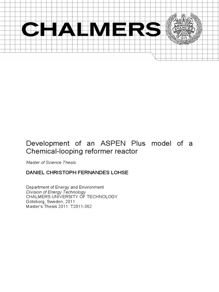 Development of An ASPEN Plus Model of A Chemical-Looping Reformer ...