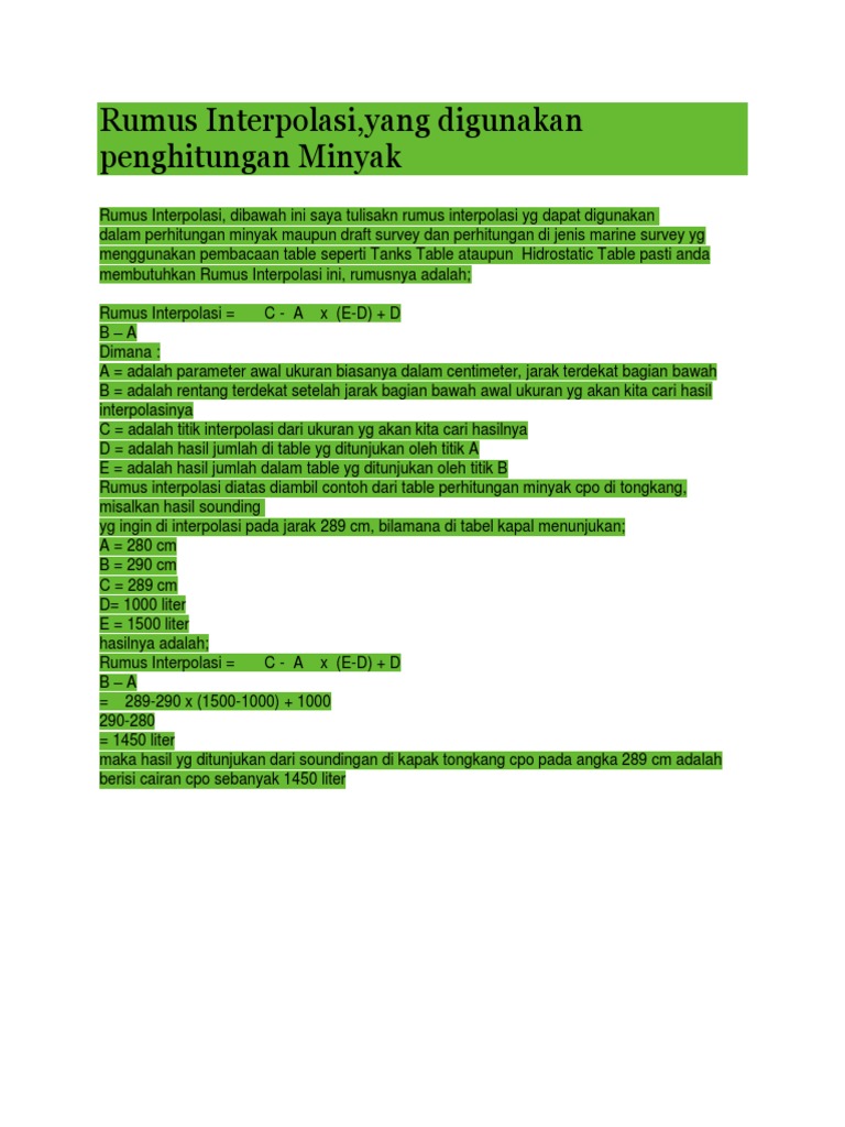 Rumus Interpolasi | PDF
