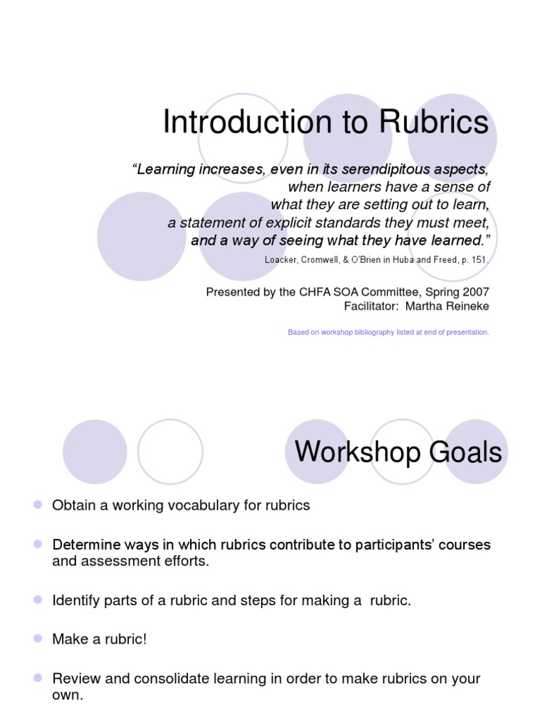 Introduction to Rubrics for Assessment | PDF | Rubric (Academic ...