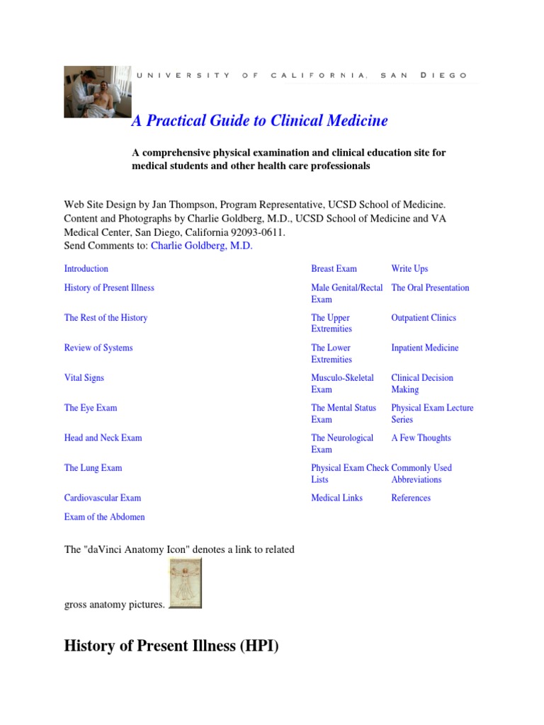 A Practical Guide To Clinical Medicine Pdf Physical Examination Medical Diagnosis