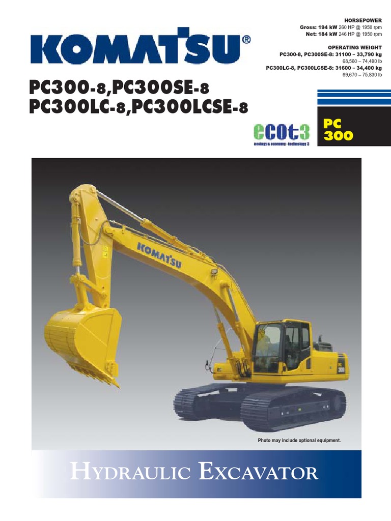 Komatsu PC300-8 Excavator Specifications | PDF | Technology & Engineering