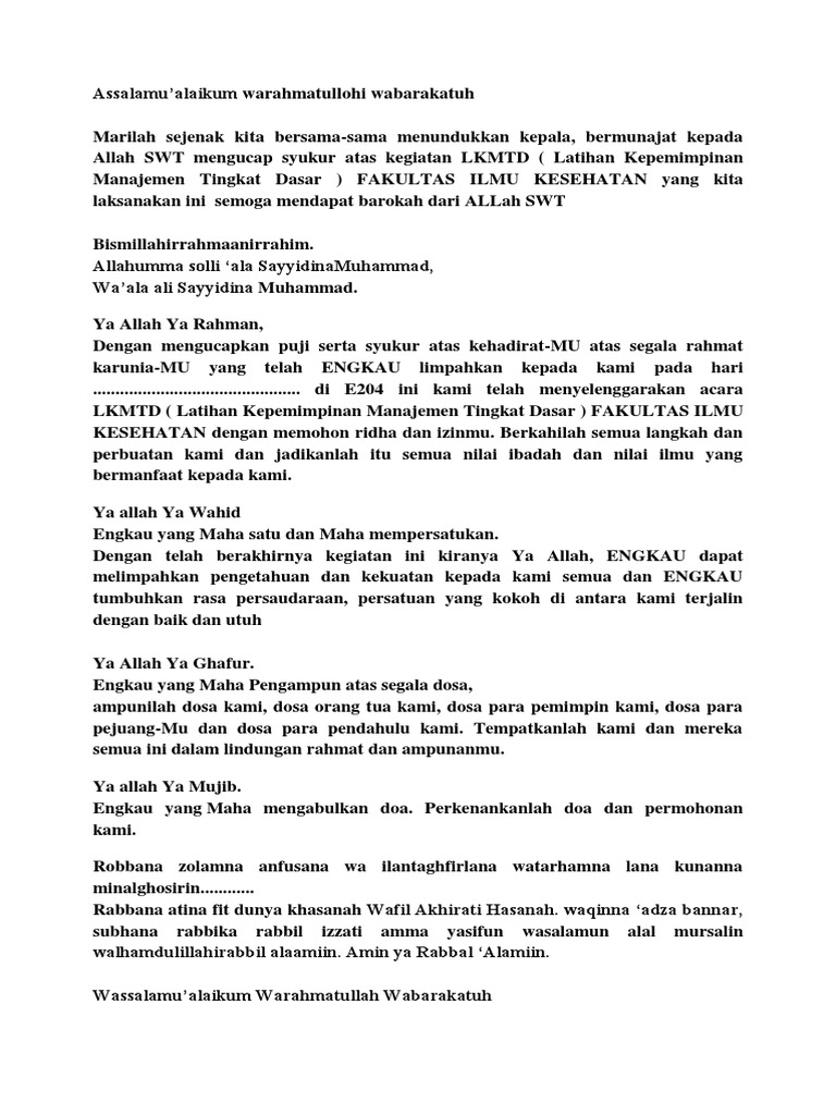 Doa Penutup Acara Formal | PDF