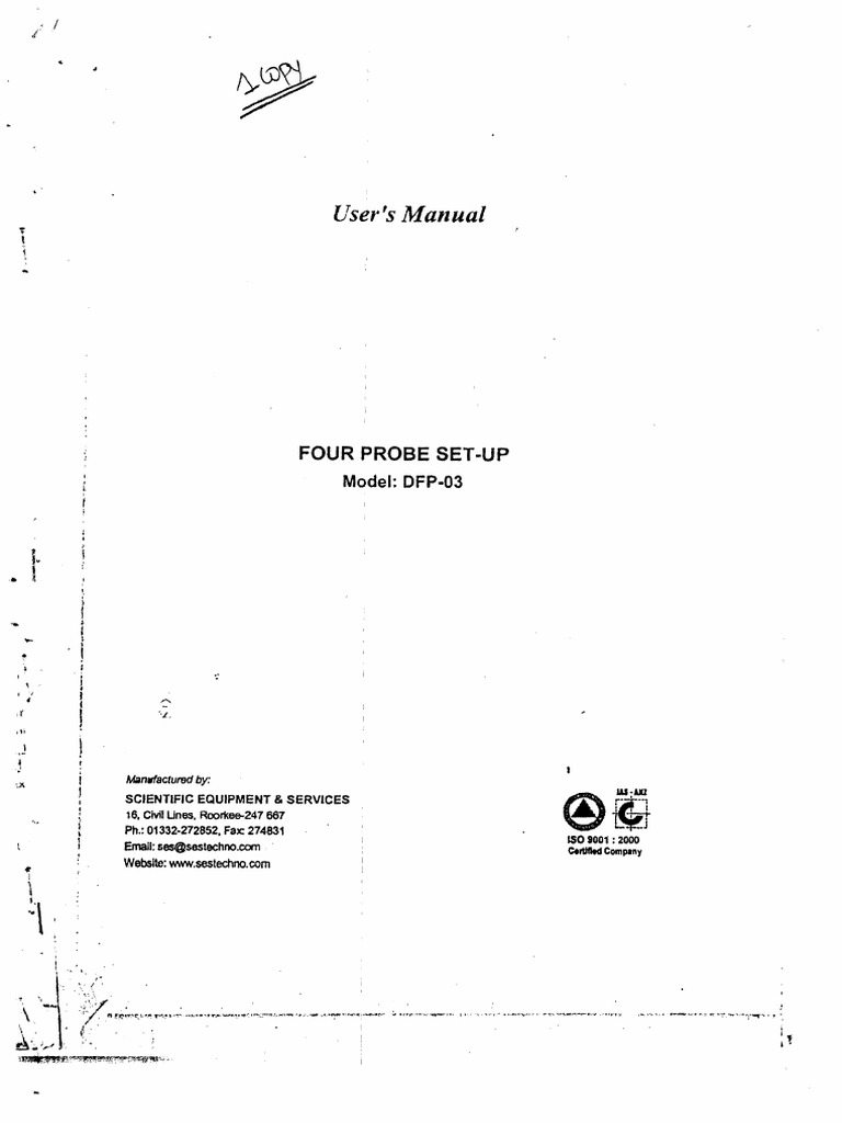 User's Manual: Four Probe Set-Up | PDF | Band Gap | Electrical ...