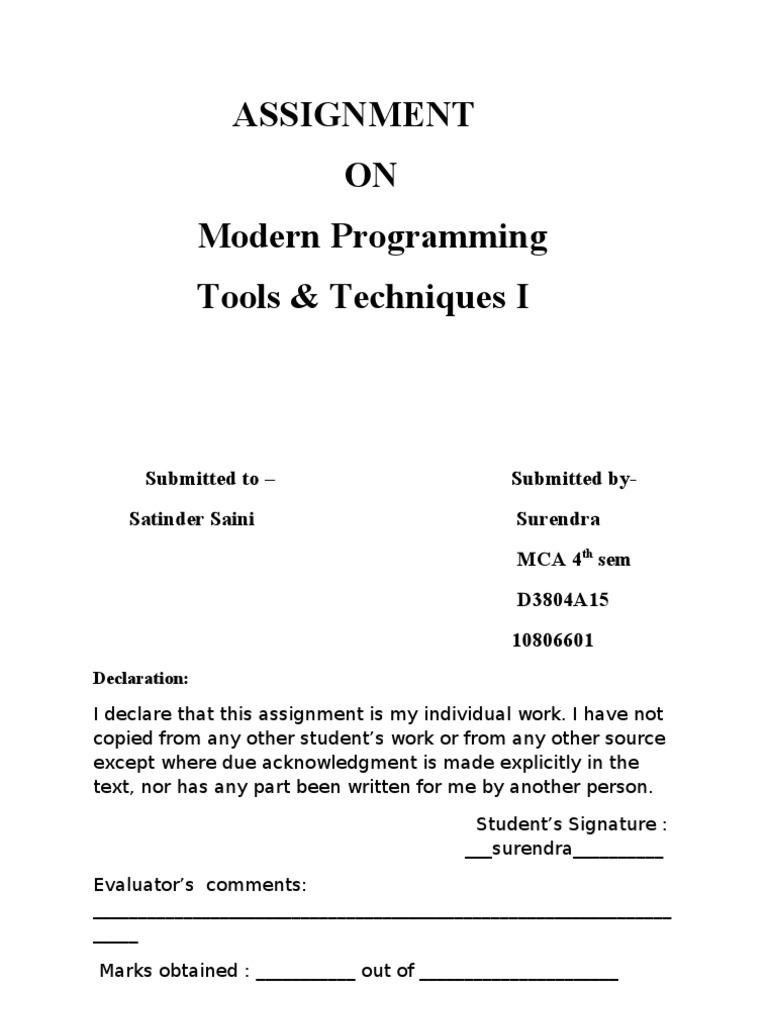 Assignment ON Modern Programming Tools & Techniques I | PDF | Class (Computer Programming ...