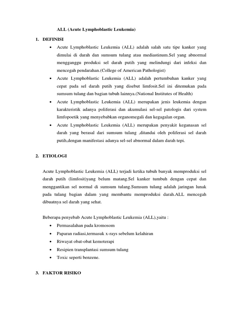 Memahami Leukemia Limfoblastik Akut | PDF