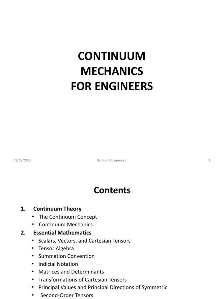 Continuum Mechanics Overview for Engineers | PDF | Deformation ...
