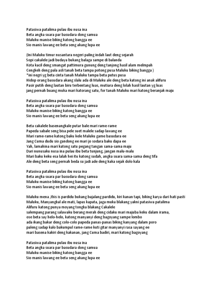 Patasiwa Patalima Pulau Ibu Nusa Ina | PDF