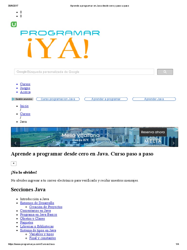 Aprende A Programar En Java Desde Cero Y Paso A Paso Pdf Objeto Informática Java